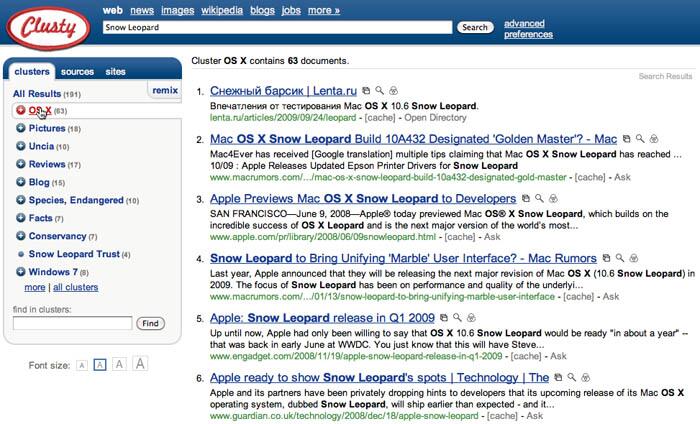 Mit Clusty strukturiert suchen | Mac Life