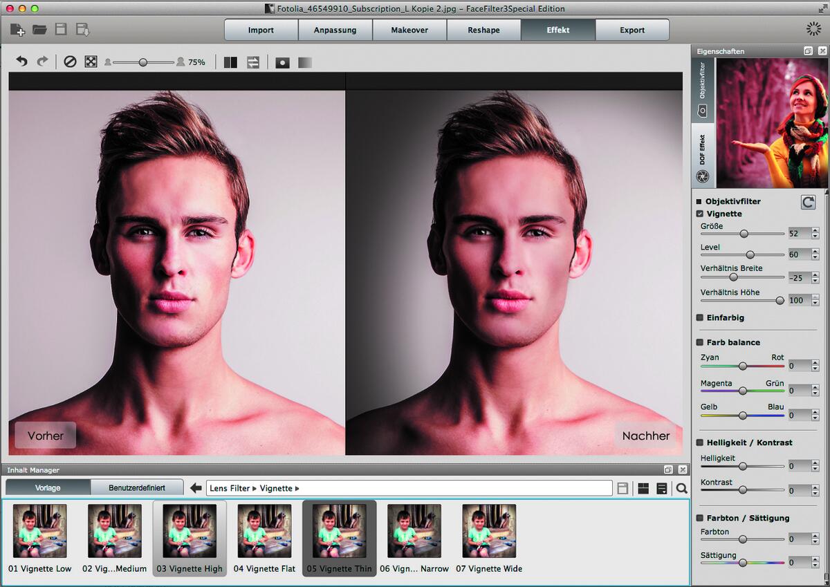 Software FaceFilter 3 SE: Unreine Haut, Fältchen und dunkle Augenringe ...