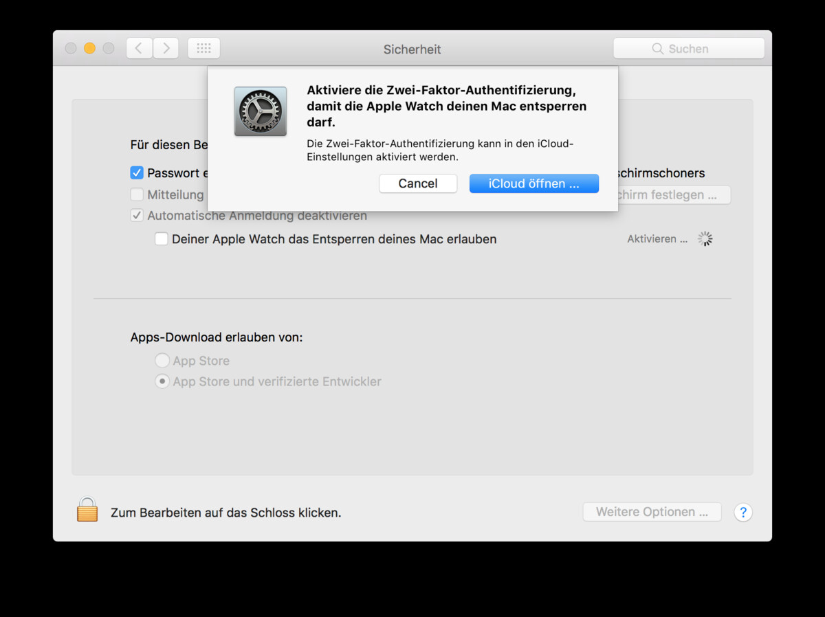 Tipp: Wenn Auto Unlock mit Apple Watch und macOS Sierra nicht ...