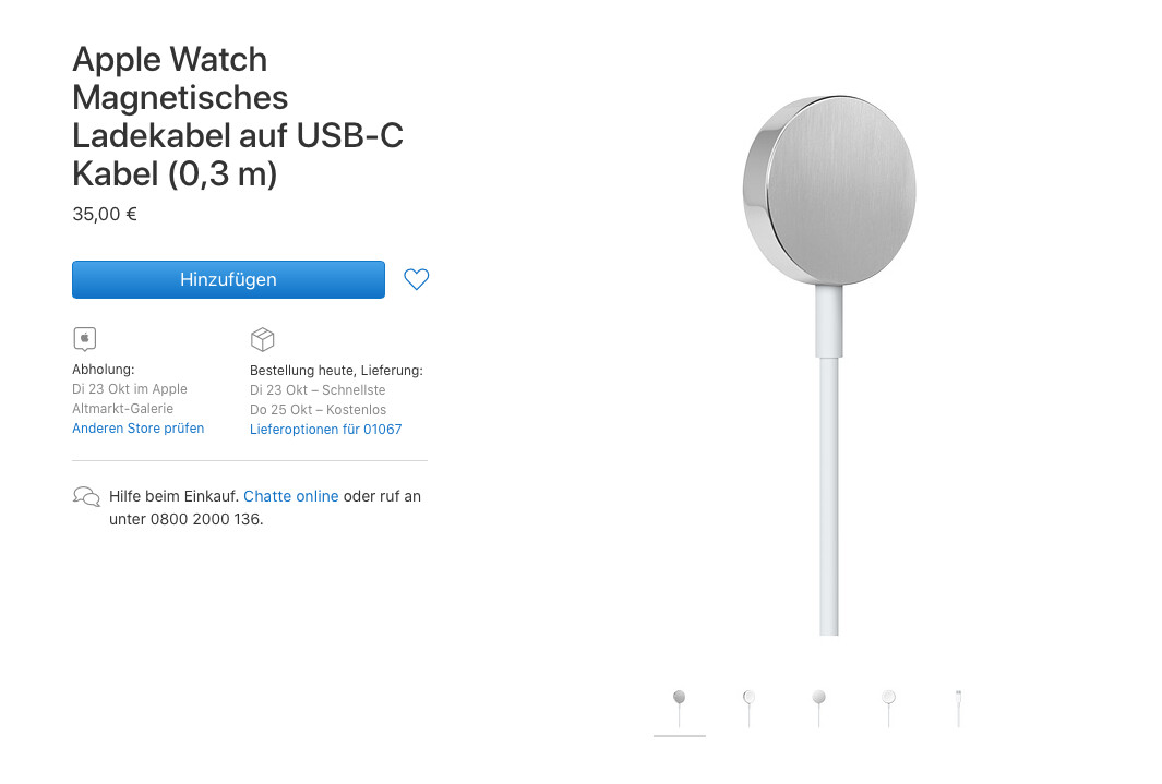 Überraschung! Apple bietet erstes USB-C-Zubehör für die Apple Watch an ...