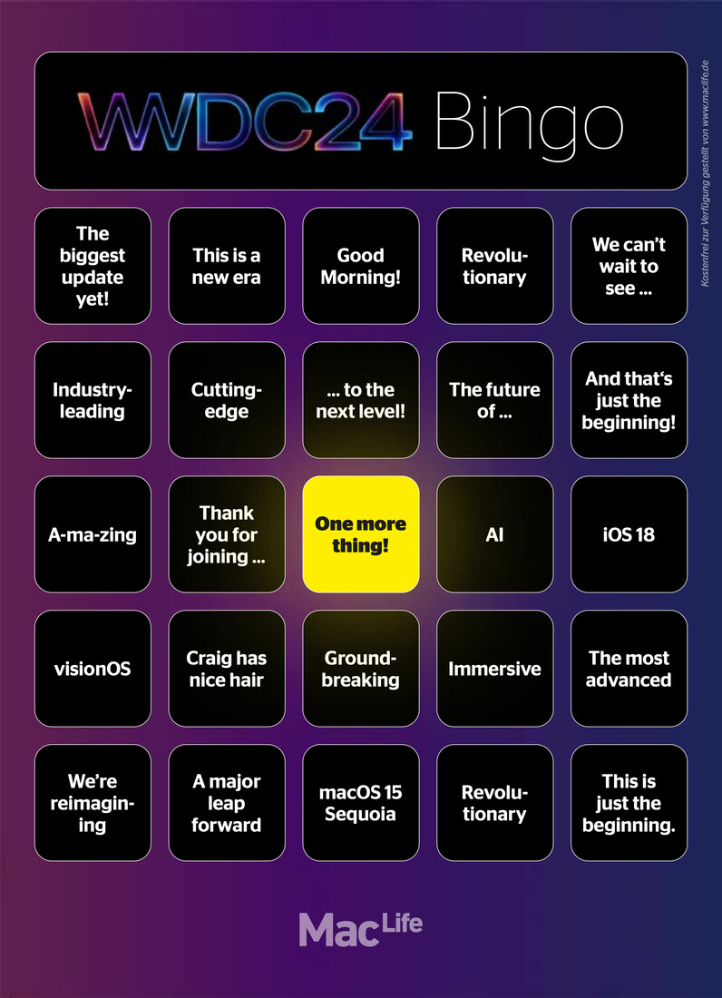 WWDC 2024: Mac Life präsentiert das Buzzword-Bingo! | Mac Life