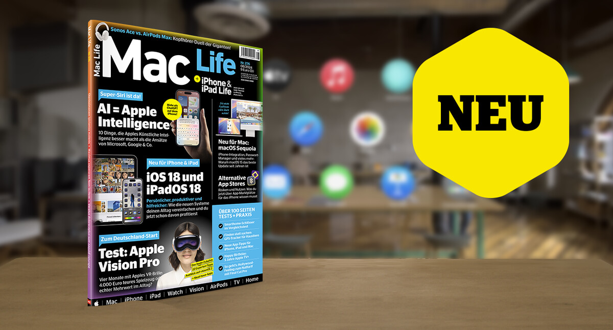 Die neue Mac Life 08/2024 ist da: AI = Apple Intelligence | Mac Life