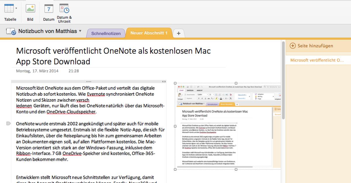 Microsoft veröffentlicht OneNote als kostenlosen Mac App Store Download ...