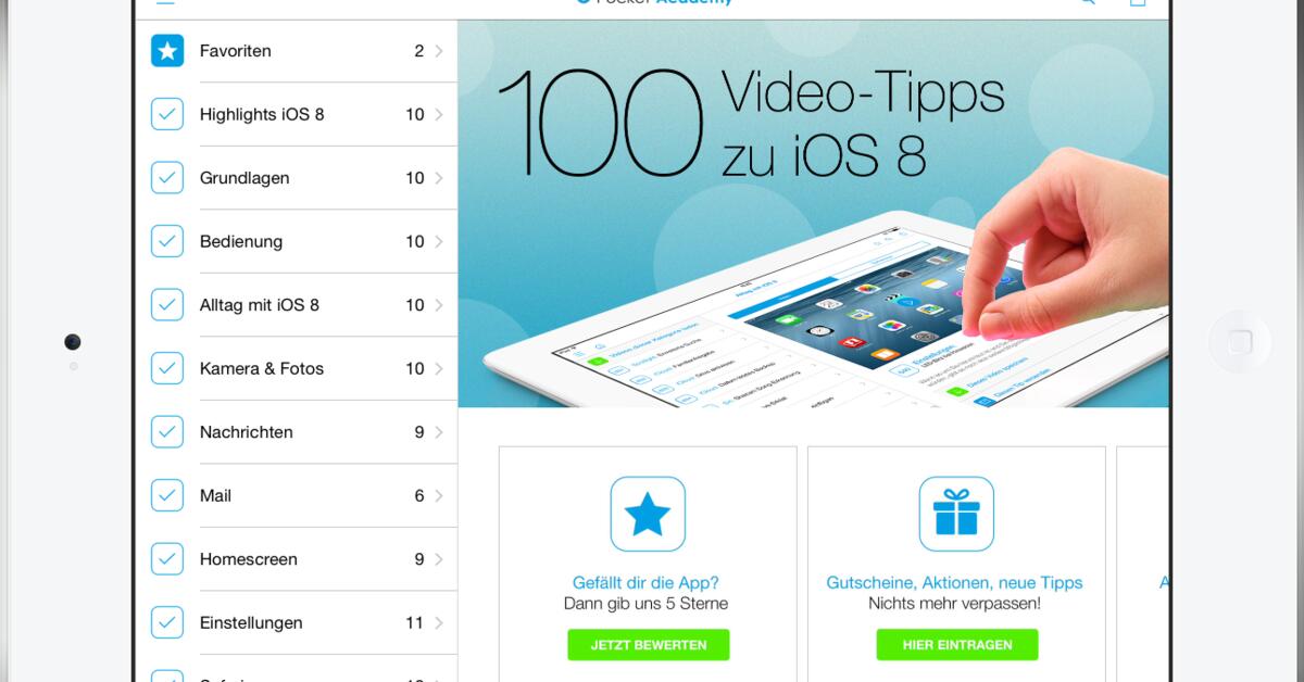 Pocket Academy: iOS-App "100 Video-Tipps zu iOS 8" ab sofort im App ...