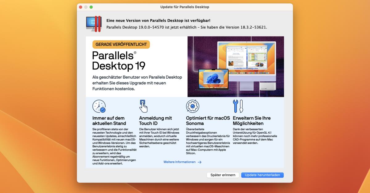 Parallels Desktop 19 unterstützt macOS Sonoma und Touch ID | Mac Life